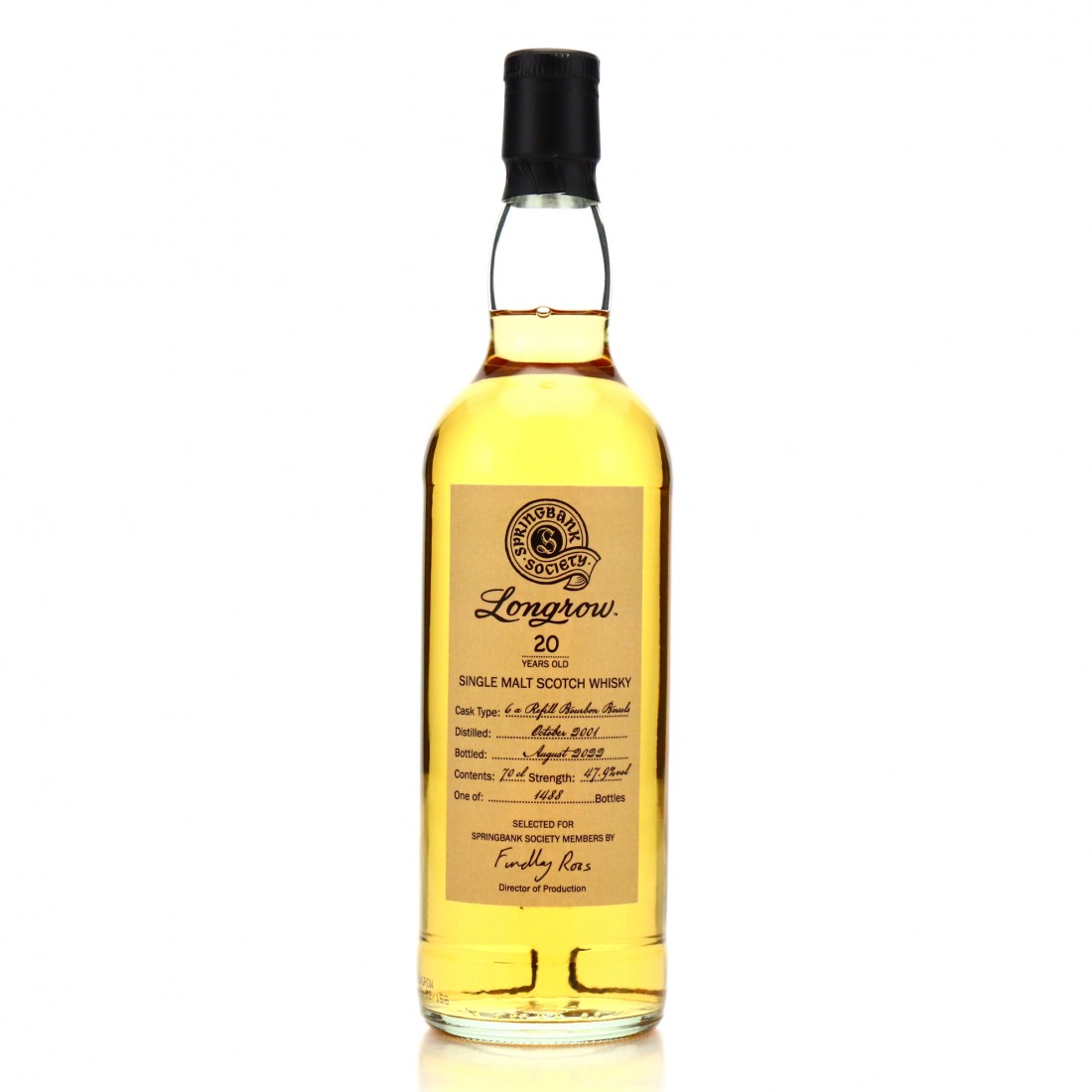 Longrow 2001 Springbank Society 20 Year Old / Refill Bourbon Barrels ...