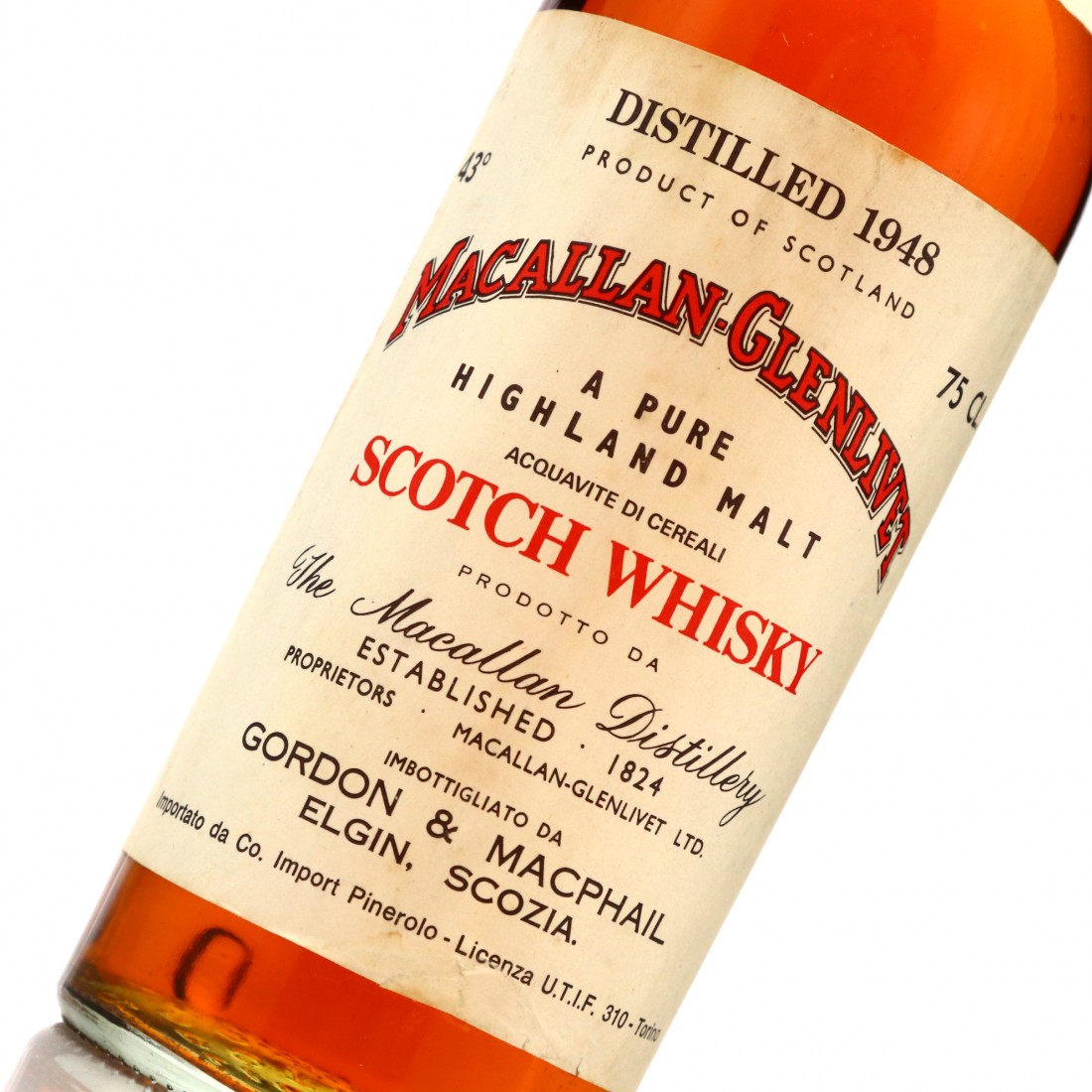 Macallan 1948 Gordon and MacPhail 25 Year Old / Co. Pinerolo Import ...