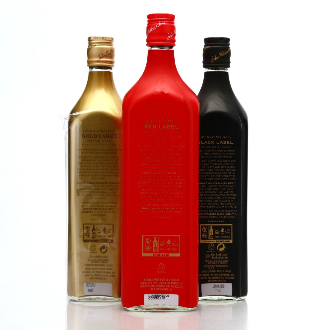 Johnnie Walker Red, Gold & Black Label 200th Anniversary x 3 / 70cl & 1 ...