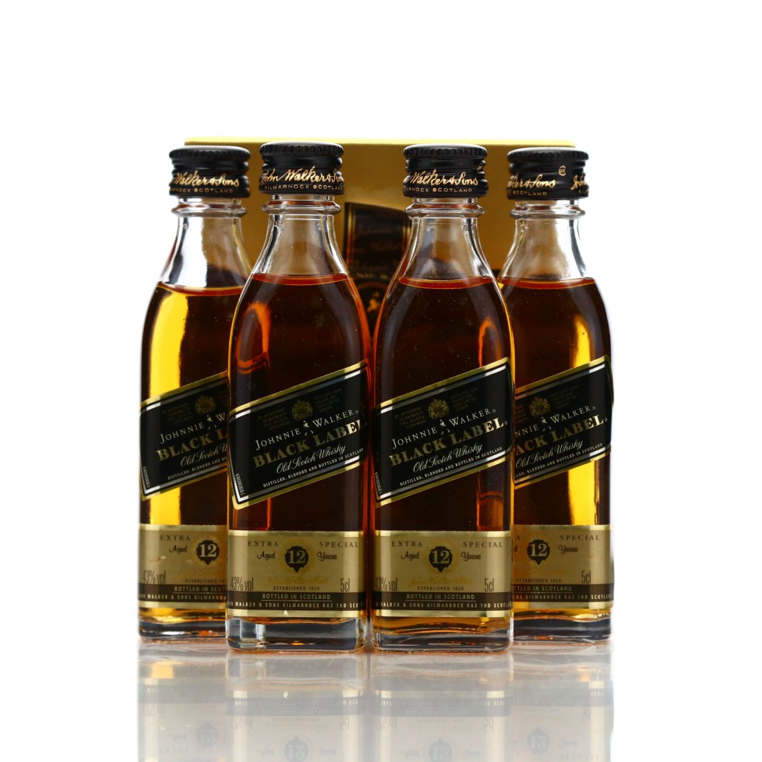 Johnnie Walker Black Label 12 Year Old Miniature x 4 | Whisky Auctioneer