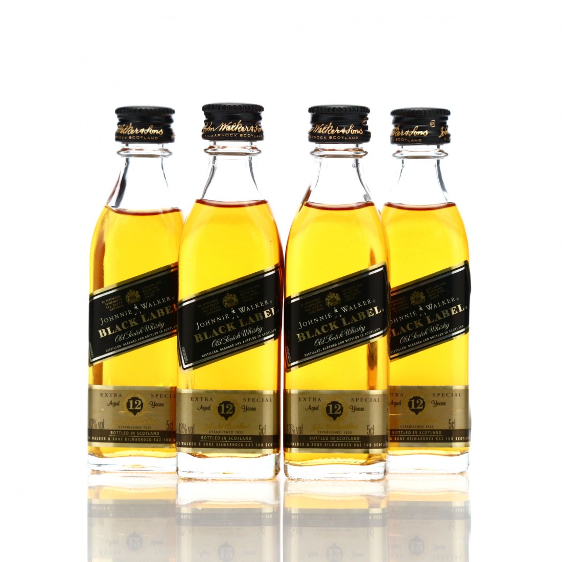 Johnnie Walker Black Label 12 Year Old Miniature x 4 | Whisky Auctioneer