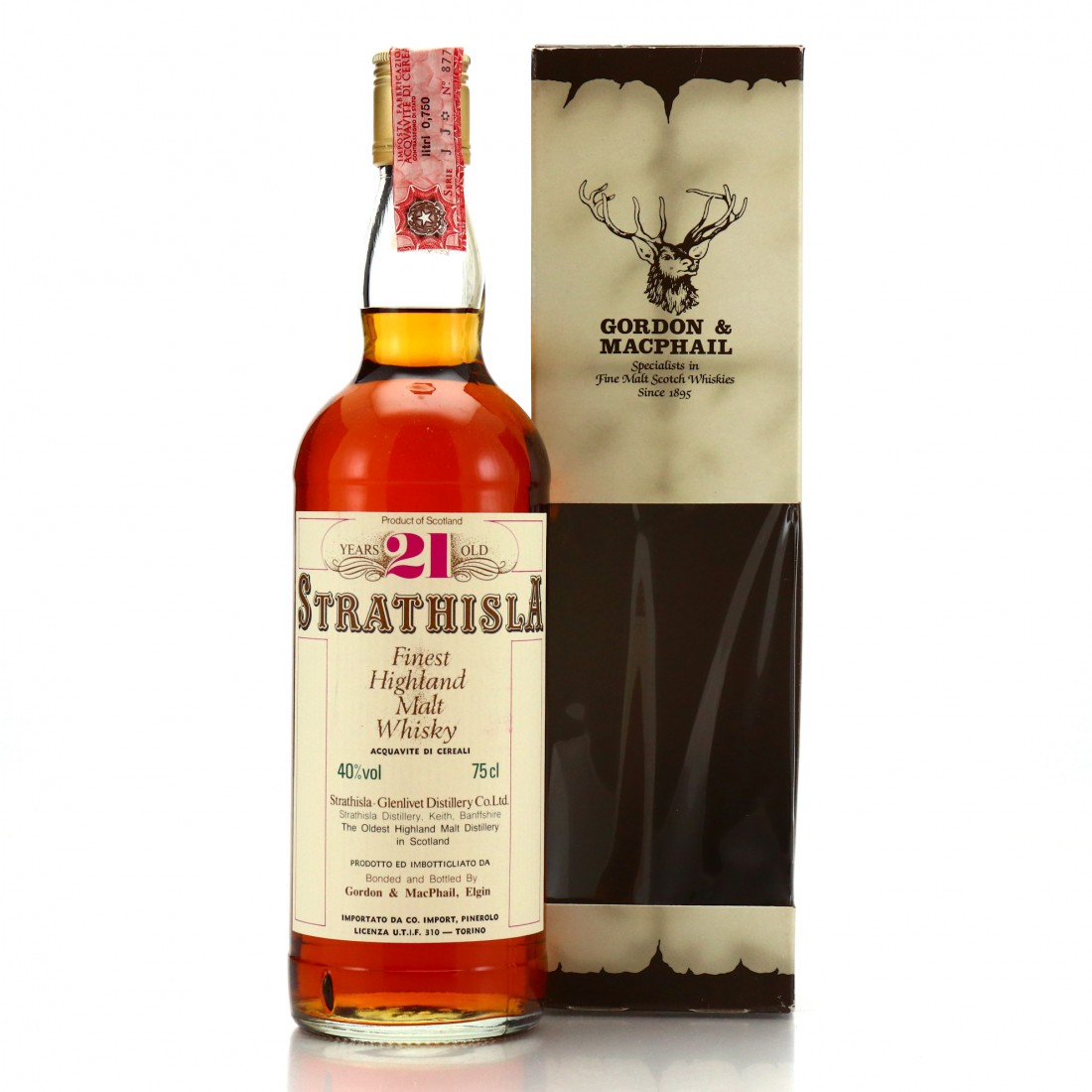 Strathisla 21 Year Old Gordon and MacPhail 1980s / Co. Pinerolo Import ...