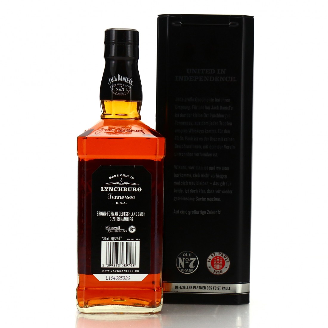 Jack Daniel's Old No.7 Brand 80 Proof 70cl / FC St. Pauli | Whisky ...