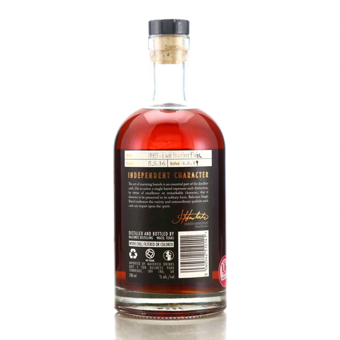 Balcones 2016 Single Barrel #10011 70cl / Master of Malt | Whisky Auctioneer