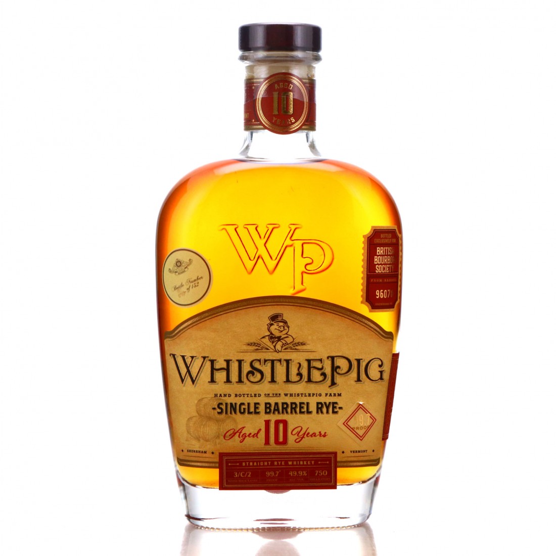 Whistlepig 10 Year Old Single Barrel Rye #96070 / British Bourbon ...