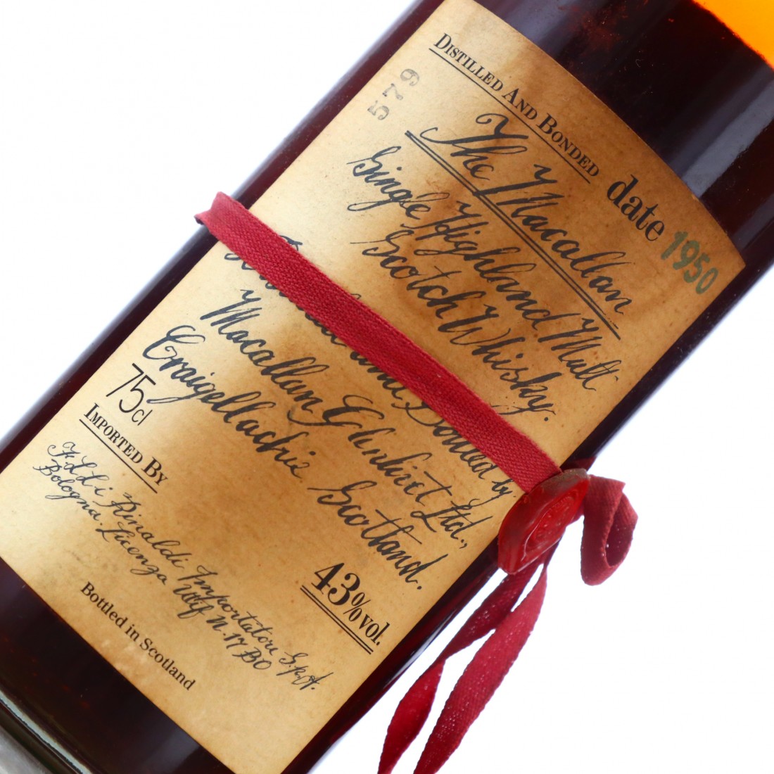 Macallan 1950 Handwritten Label / Rinaldi Import | Whisky Auctioneer