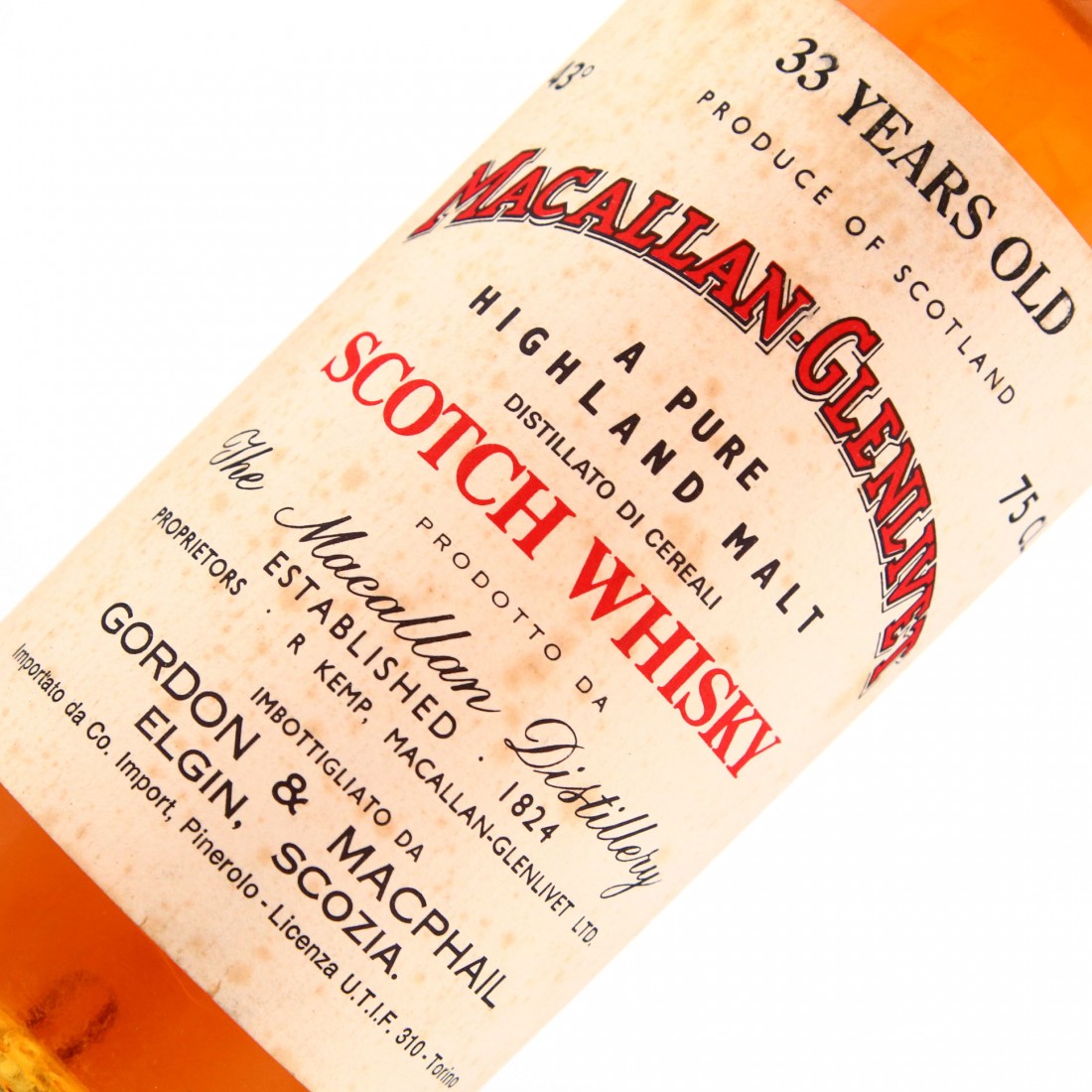 Macallan 33 Year Old Gordon and MacPhail 1970s / Co. Pinerolo Import ...
