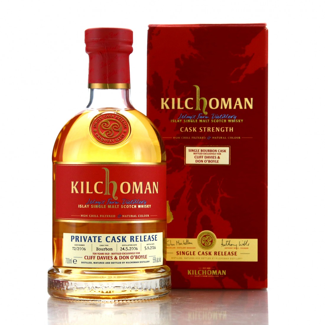 Kilchoman 2006 Single Bourbon Cask 10 Year Old #73 / Cliff Davies & Don ...