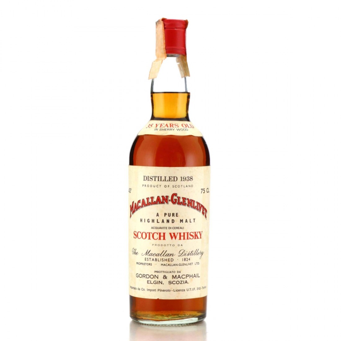 Macallan 1938 Gordon and MacPhail 35 Year Old / Co. Pinerolo Import ...