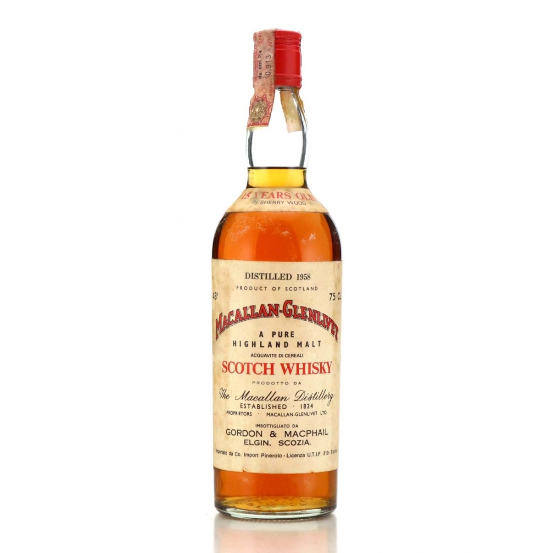 Macallan 1958 Gordon and MacPhail 15 Year Old / Co. Pinerolo Import ...