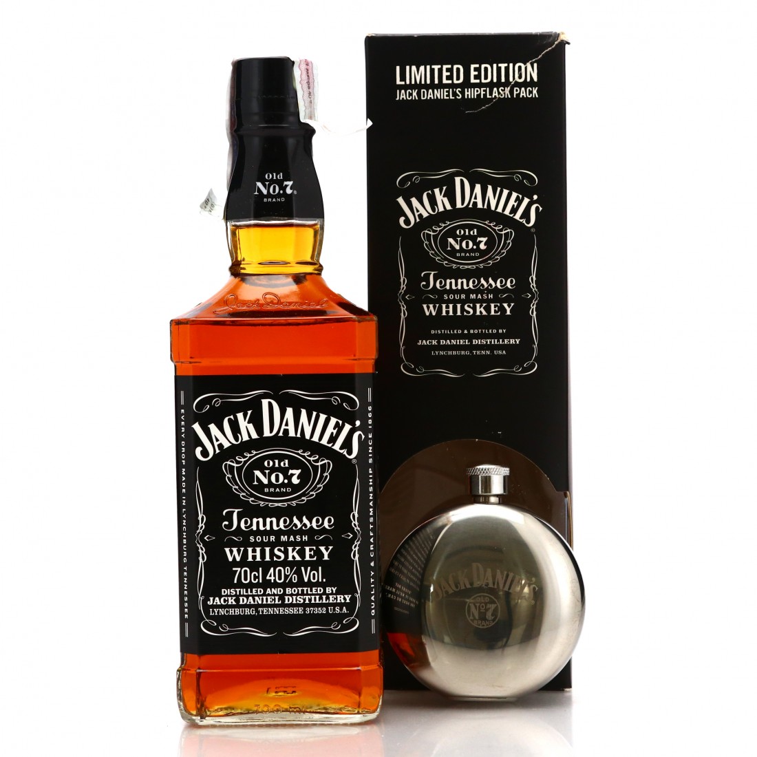 Jack Daniel's Old No.7 Brand 80 Proof Hipflask Gift Pack 70cl | Whisky ...