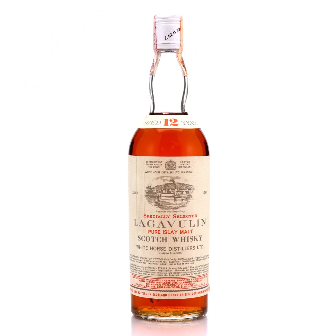 Lagavulin 12 Year Old White Horse early 1980s / Carpano Import | Whisky ...