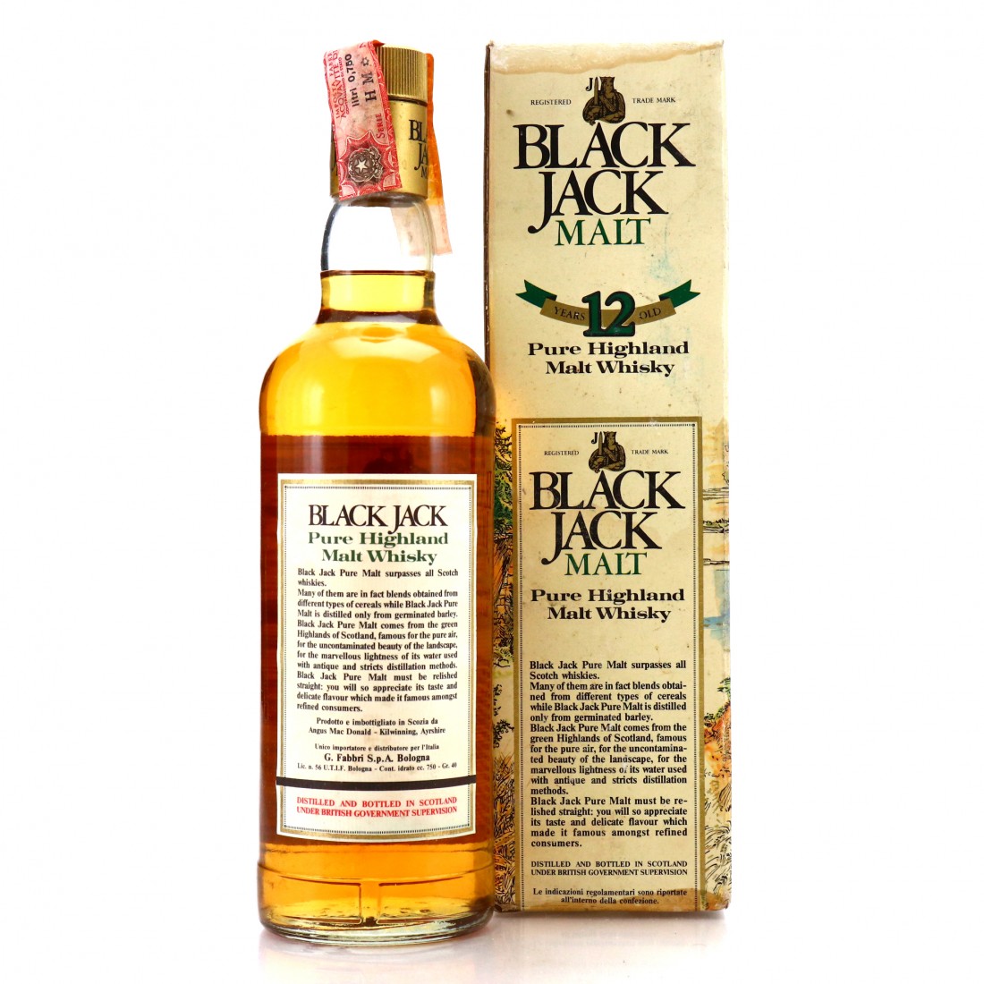 Black Jack 12 Year Old Pure Highland Malt 1980s / Fabbri Import ...