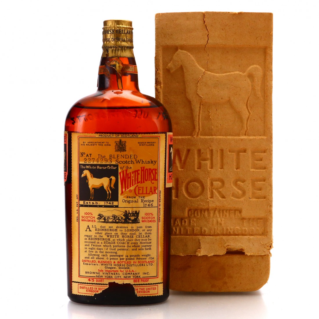White Horse Scotch Whisky 1950s / US Import | Whisky Auctioneer