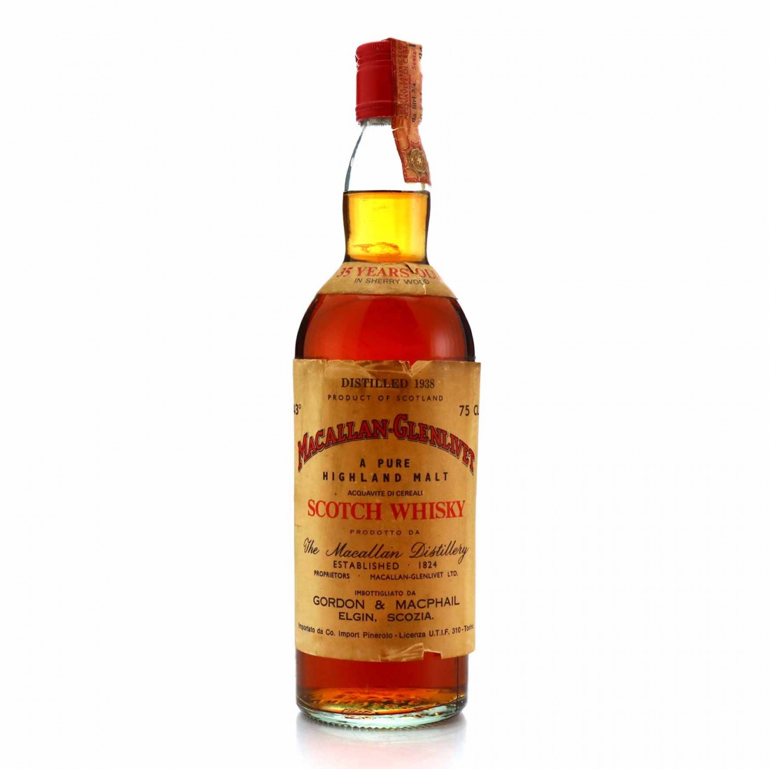 Macallan 1938 Gordon and MacPhail 35 Year Old / Co. Pinerolo Import ...