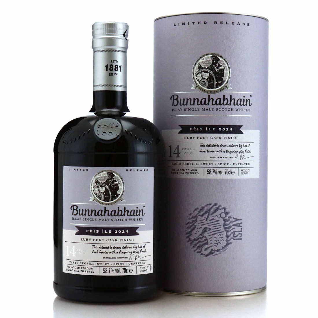 Bunnahabhain 2009 Ruby Port Cask Finish 14 Year Old / Feis Ile 2024 ...
