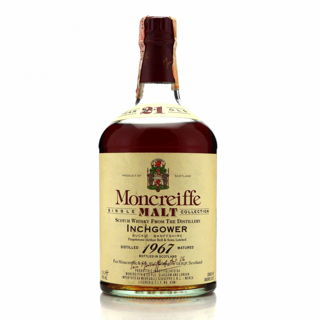 Inchgower 1967 Moncrieffe 21 Year Old / Meragalli Import | Whisky ...
