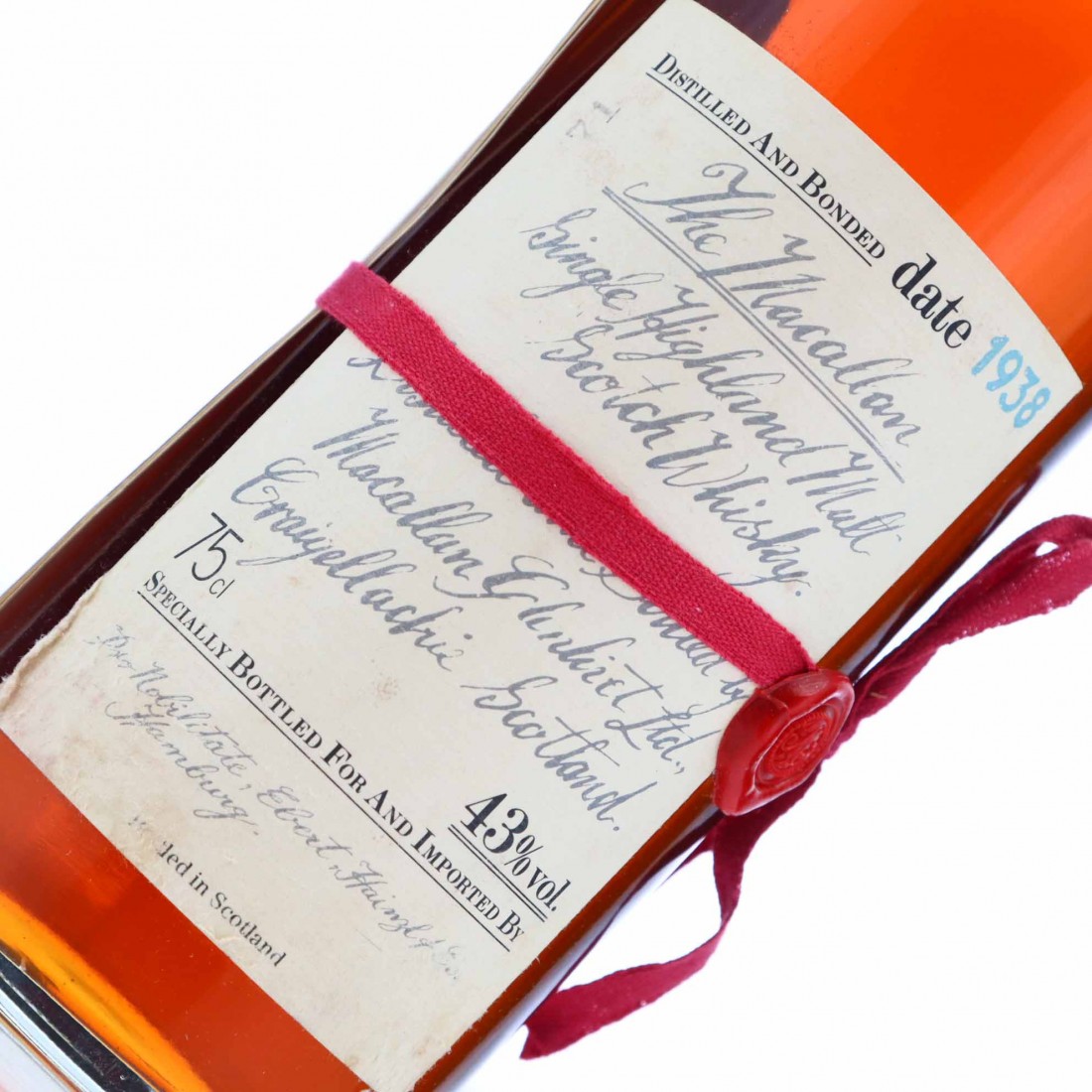 Macallan 1938 Handwritten Label / Pro Nobilitate Ebert, Hainzl & Co ...