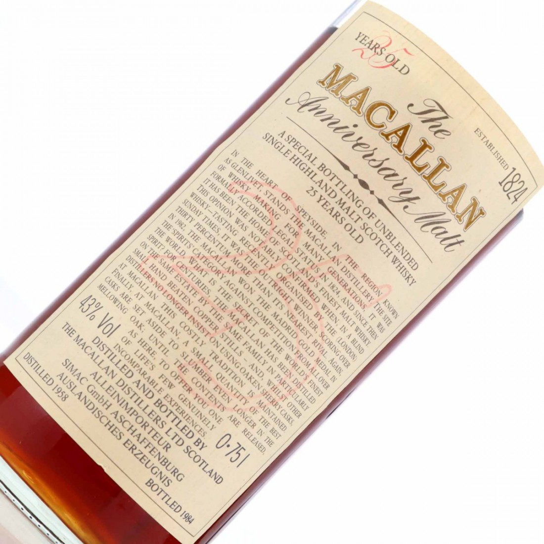 Macallan 1958 Anniversary Malt 25 Year Old | Whisky Auctioneer