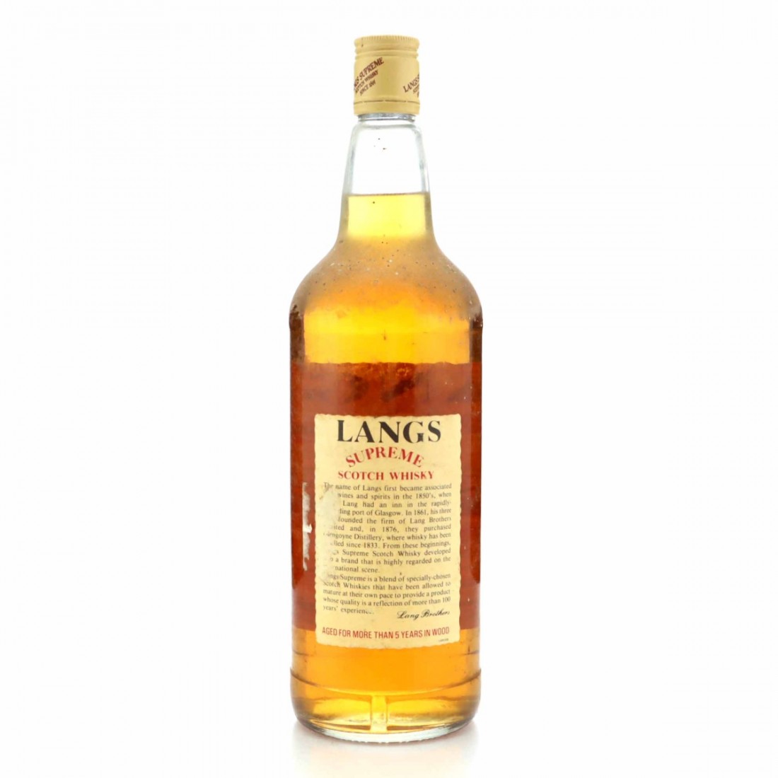 Langs Supreme Scotch Whisky 1 Litre 1980s | Whisky Auctioneer