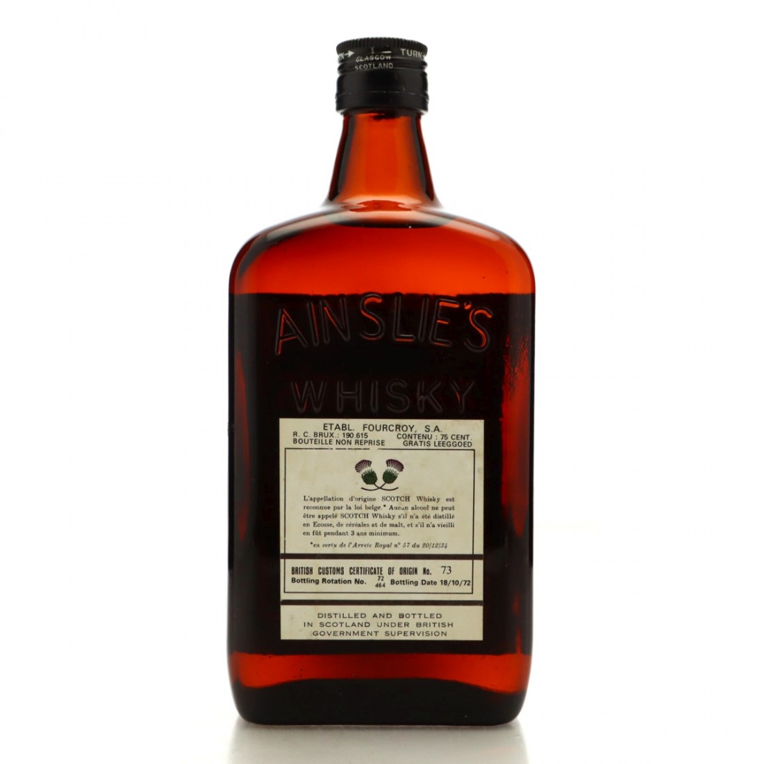 Ainslie's Royal Edinburgh Scotch Whisky 1972 / Fourcroy Import | Whisky Auctioneer