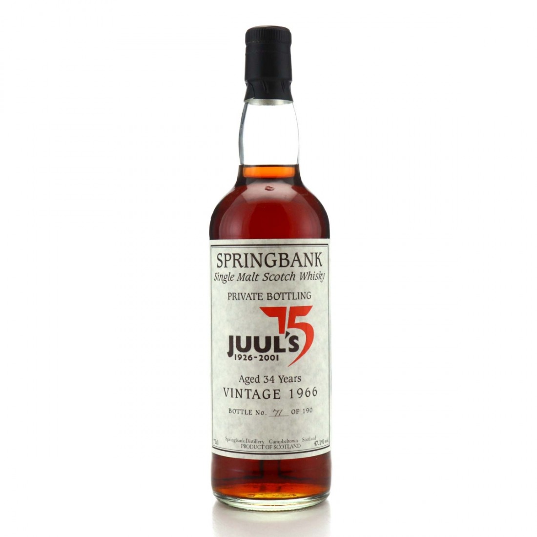 Springbank 1966 Private Cask 34 Year Old / Juul's 75th Anniversary ...