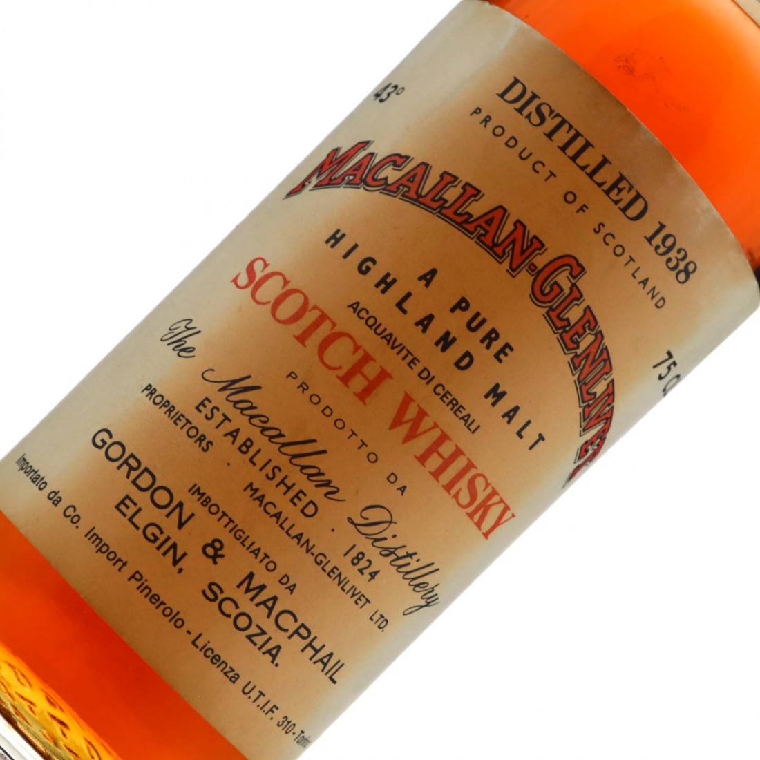 Macallan 1938 Gordon and MacPhail 35 Year Old / Co. Pinerolo Import ...