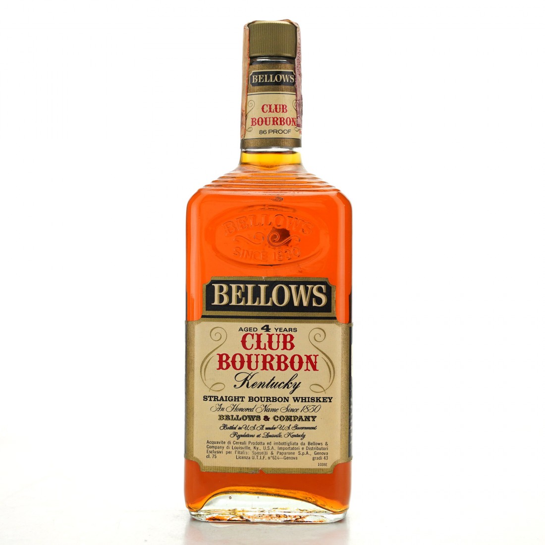 Bellows 4 Year Old Club Bourbon 1970s | Whisky Auctioneer
