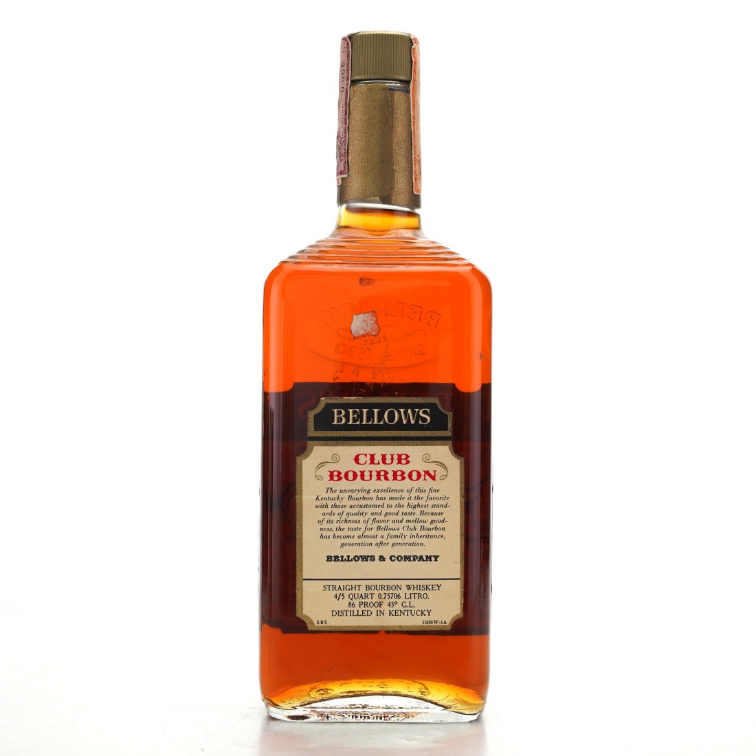 Bellows 4 Year Old Club Bourbon 1970s | Whisky Auctioneer
