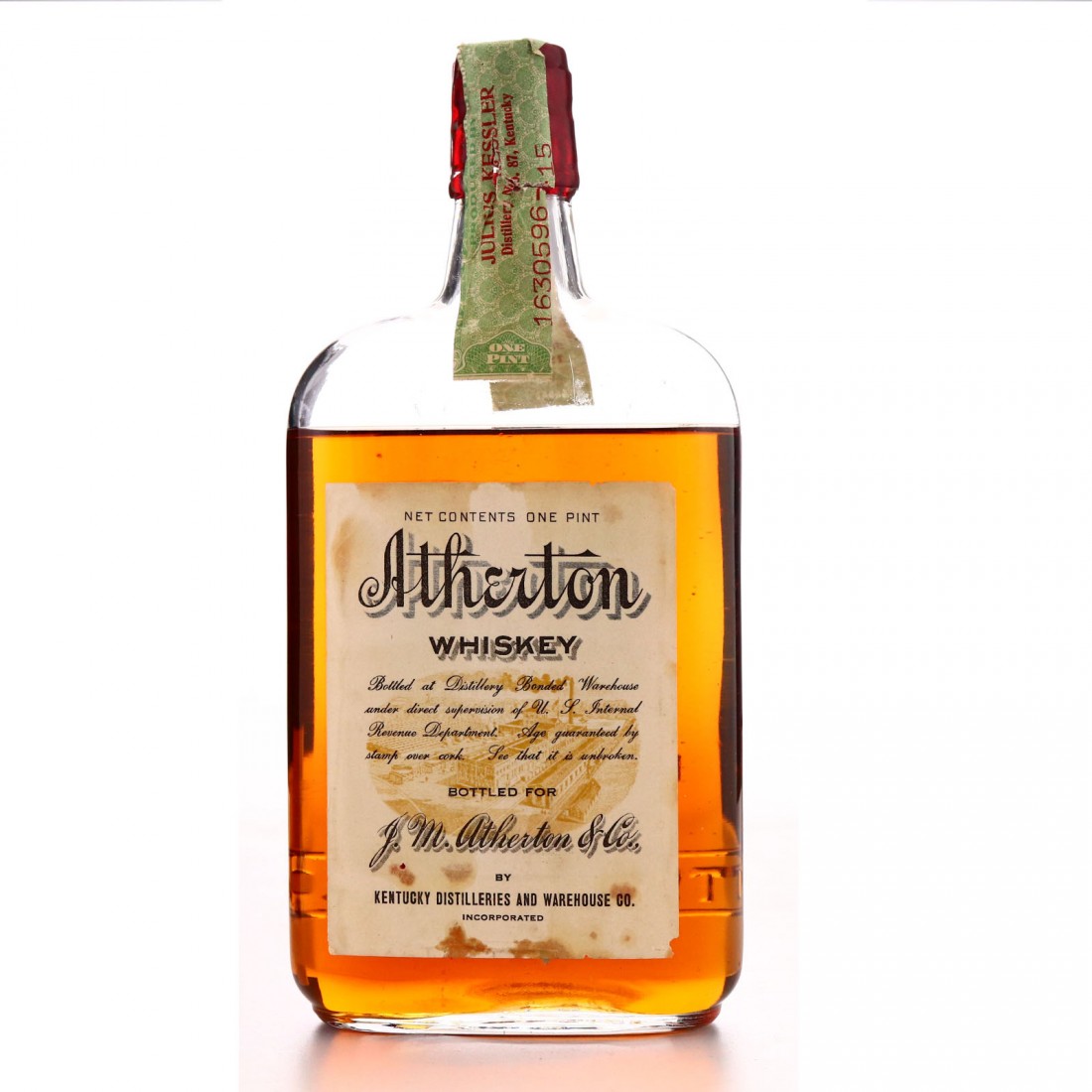 Atherton 1917 AMS Co Kentucky Whiskey Pint / Prohibition Era Bottling ...
