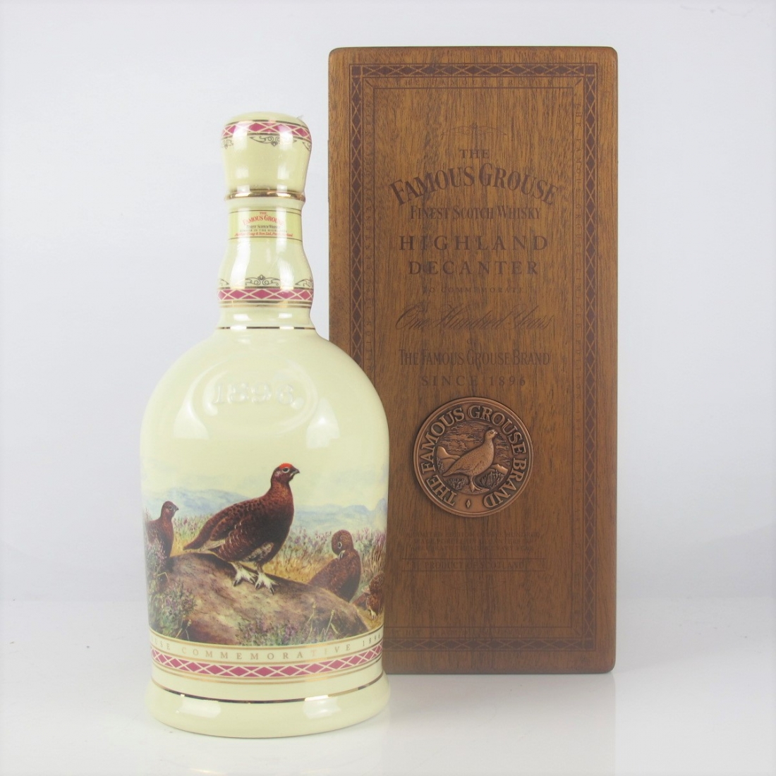 Famous Grouse Highland Decanter / 100 Years Wooden Box | Whisky Auctioneer