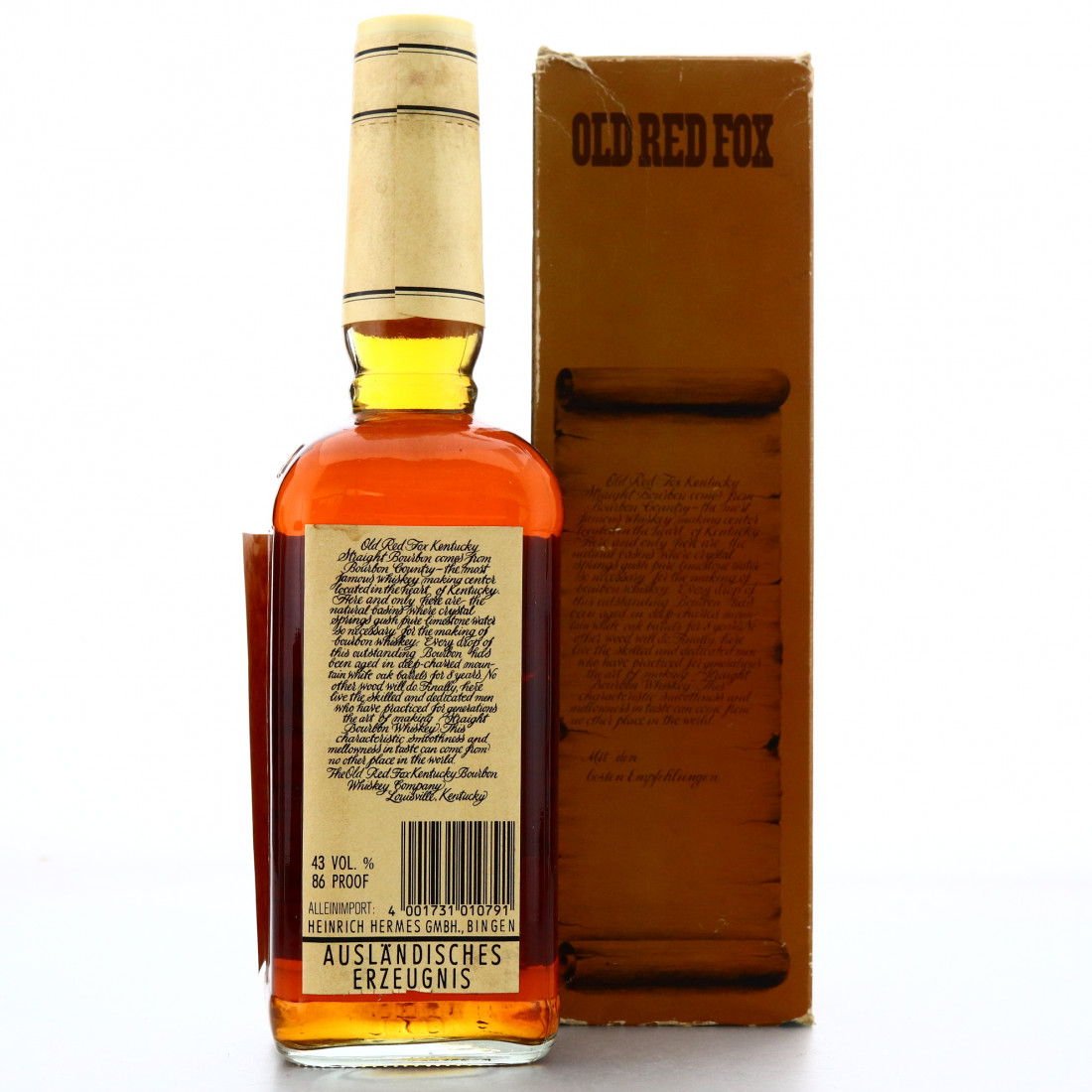 Old Red Fox 8 year Old Kentucky Straight Bourbon 1980s / German Import ...