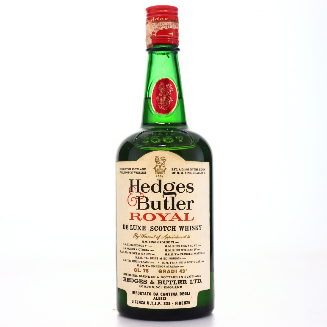 Hedges & Butler Royal De Luxe Scotch Whisky 1970s / Italian Import ...
