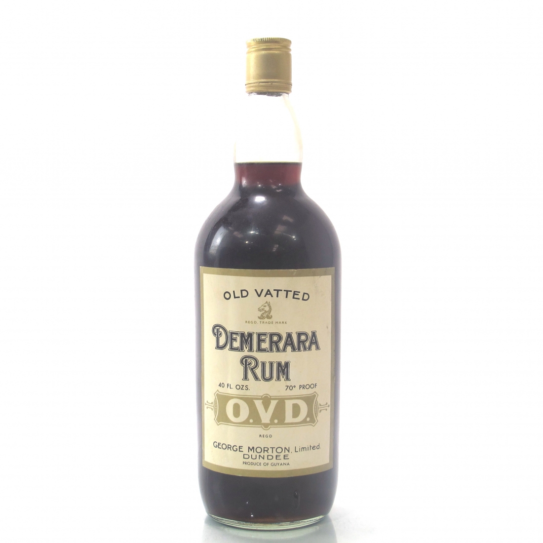 George Morton 'OVD' Old Vatted Demerara Rum 40 Fl. Ozs. 1970s | Whisky ...