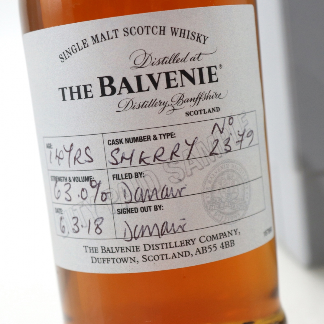 Balvenie 14 Year Old Single Cask #2379 20cl / Warehouse No.24 Sample ...