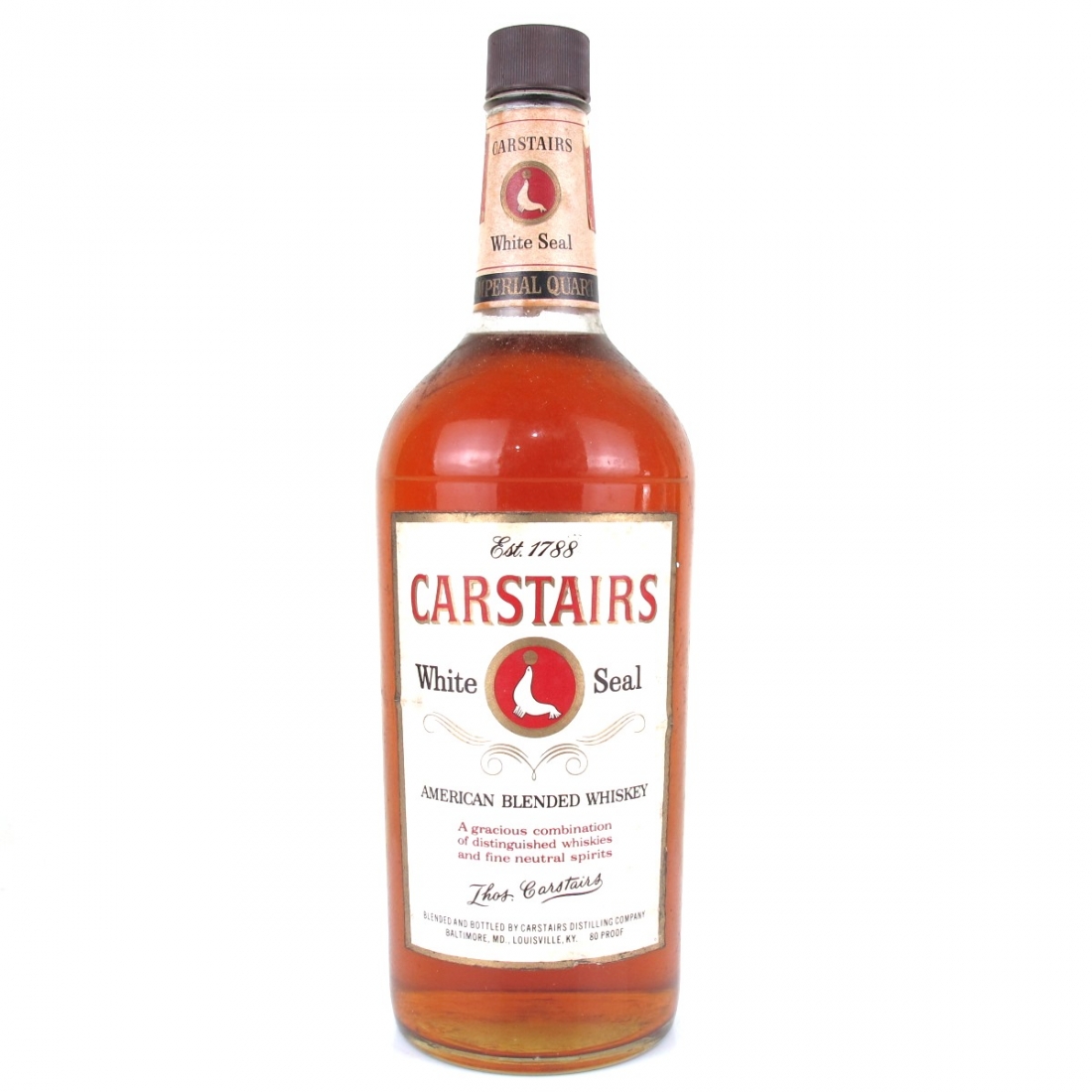 Carstairs White Seal American Whiskey Imperial Quart 1970s | Whisky ...