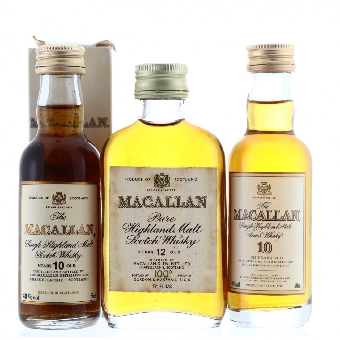Macallan Miniature Selection x 3 / includes 12 Year Old 100 Proof ...