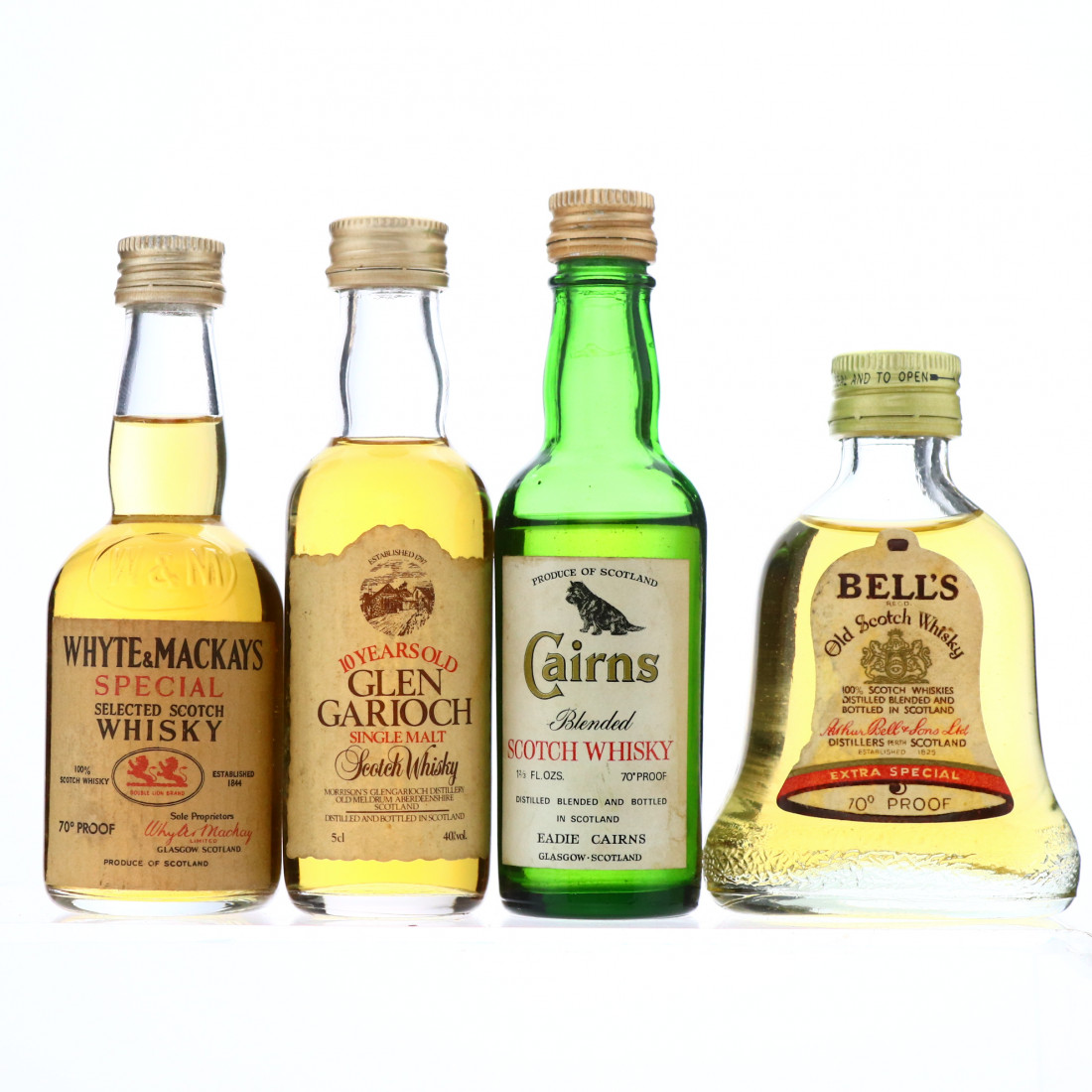 Scotch Whisky Miniatures x 4 / includes Glen Garioch 10 Year Old ...