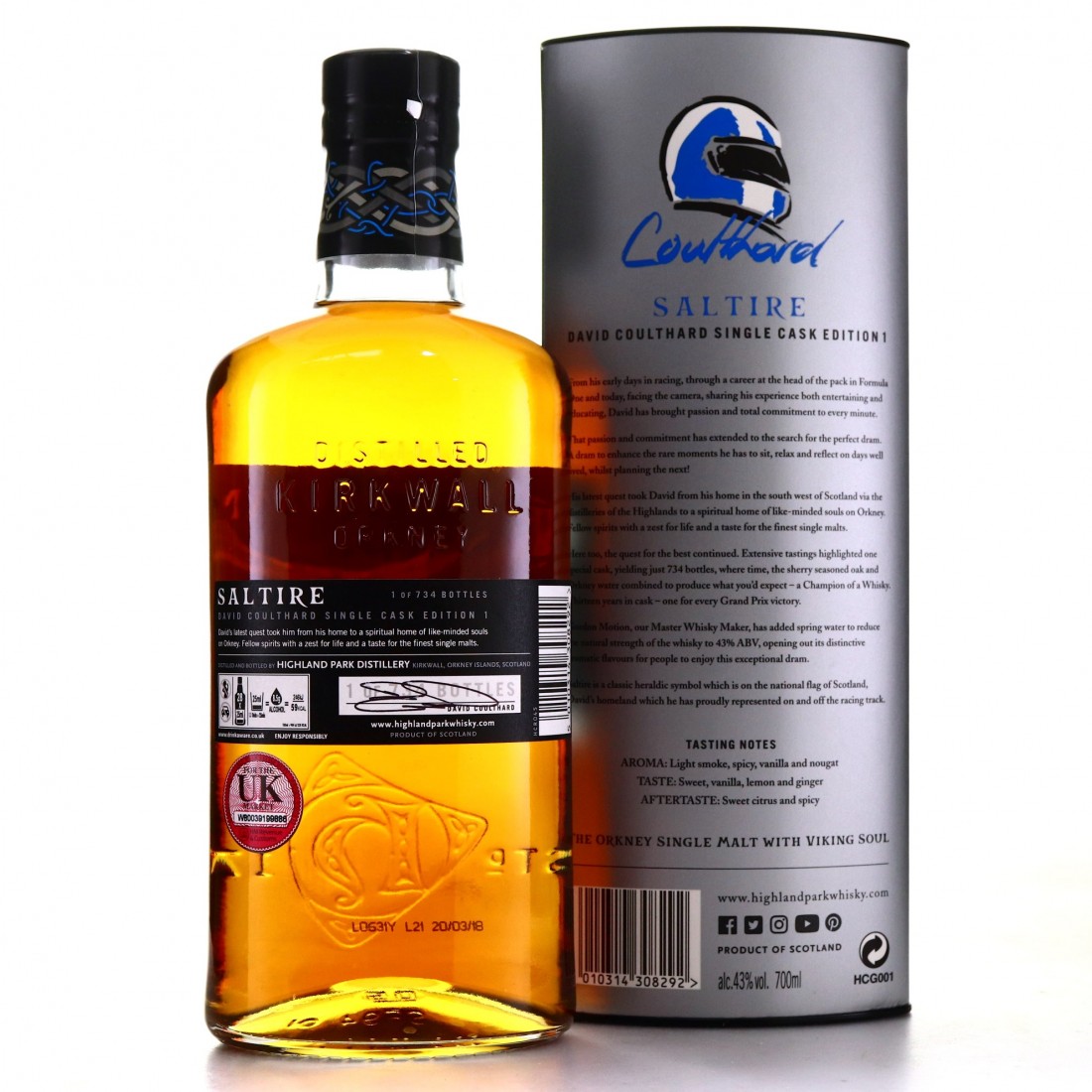 Highland Park 2004 Single Cask 13 Year Old #6520 / David Coulthard ...