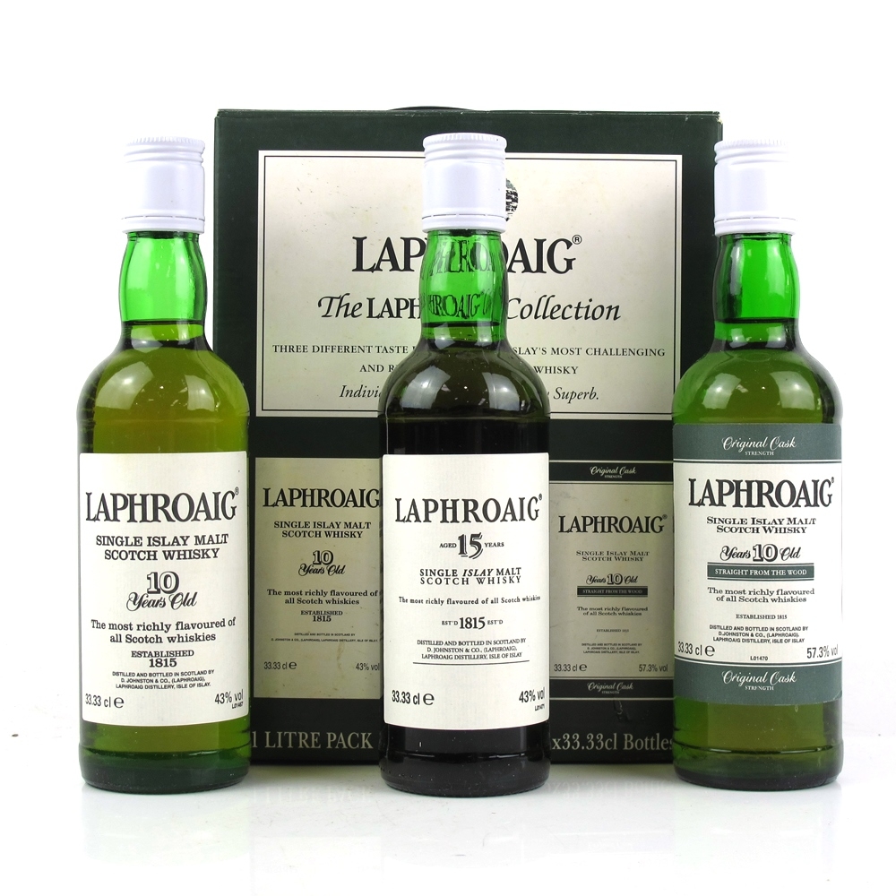 Laphroaig Collection 10, 15 and 10 Year Old Straight From the Wood 3 x ...