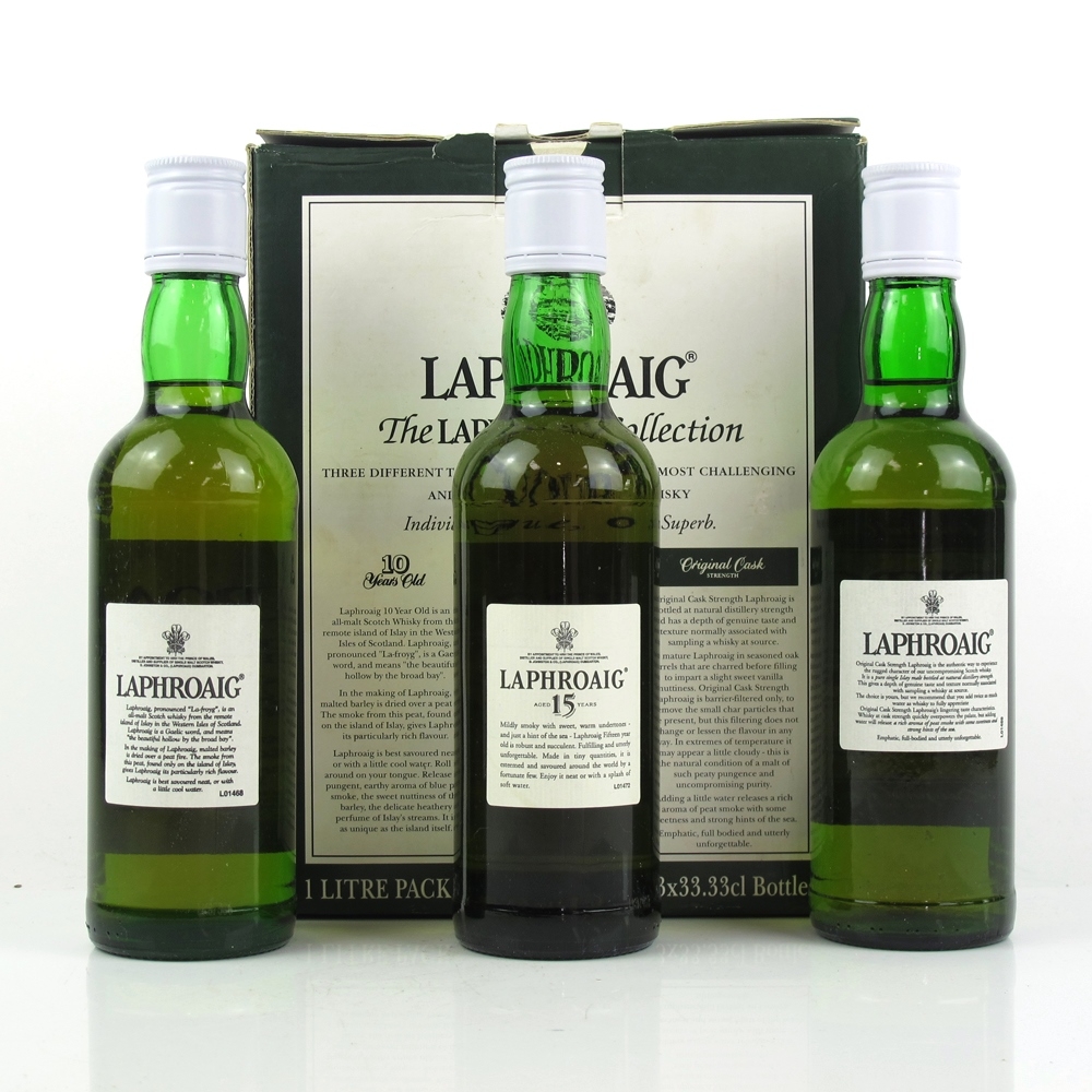 Laphroaig Collection 10, 15 and 10 Year Old Straight From the Wood 3 x ...