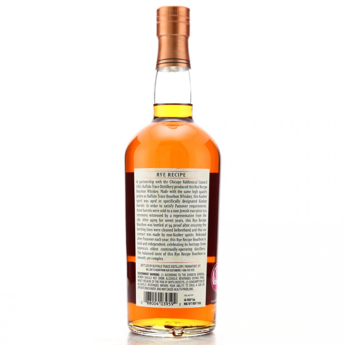 Buffalo Trace Kosher Rye Recipe Straight Bourbon | Whisky Auctioneer