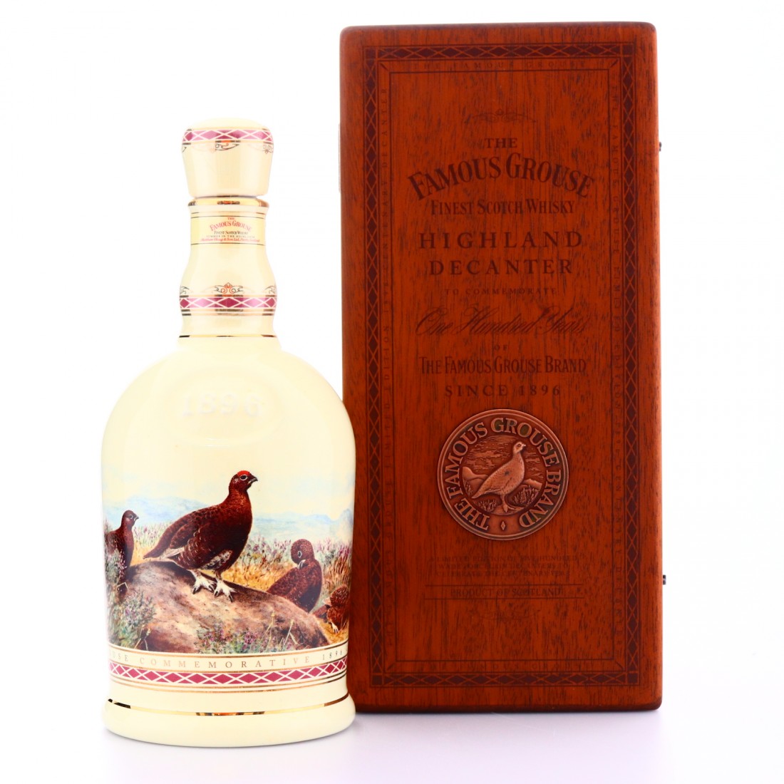 Famous Grouse Highland Decanter / 100 Years Wooden Box | Whisky Auctioneer