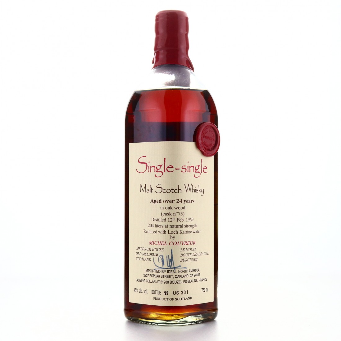 Michel Couvreur 1969 Single-Single 24 Year Old 75cl / US Import ... Michel Couvreur 1969 Single-Single 24 Year Old 75cl / US Import ...