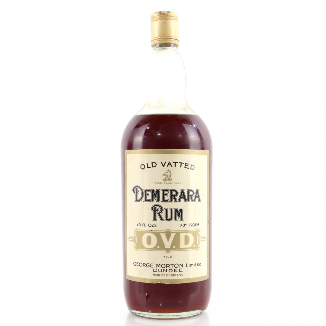 George Morton 'OVD' Old Vatted Demerara Rum 40 Fl. Ozs. 1970s | Whisky ...