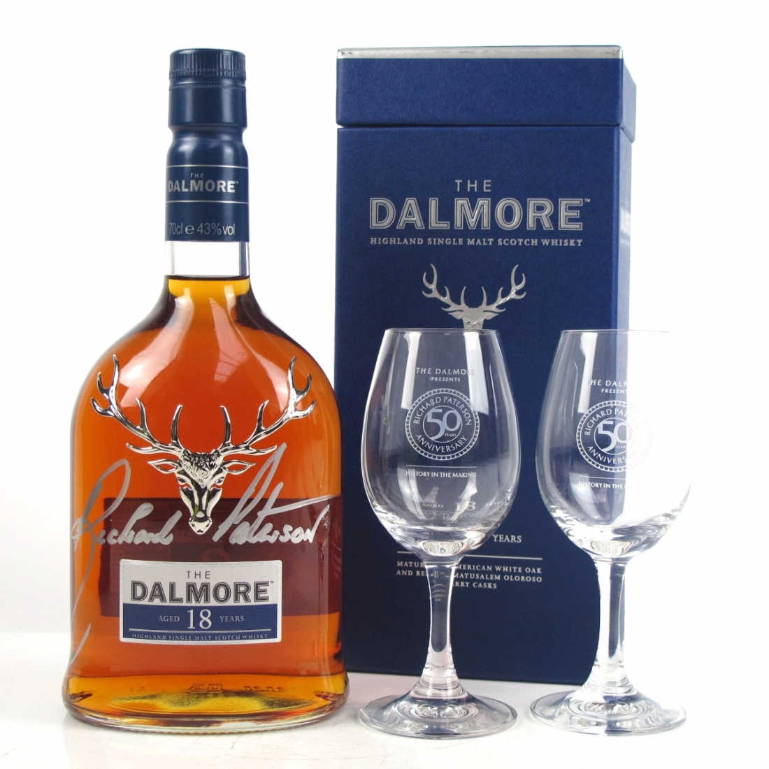 Dalmore 18 Year Old / Signed By Richard Paterson and 2 Copita Glasses ...